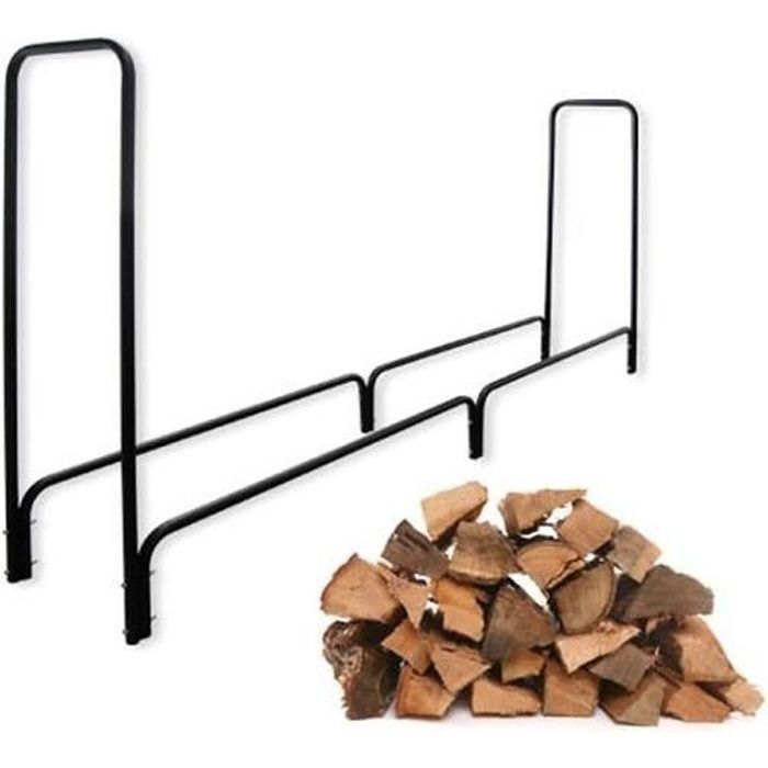 Bc Elec Hmfr 06 Rangement à Bois En Acier Noir 240x36x120cm Rack Pour Bois De Chauffage