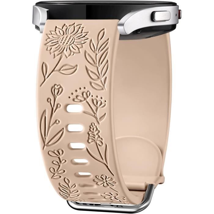 Fleur Gravé Bracelet Compatible avec Samsung Galaxy Watch 6-5-4 40mm ...