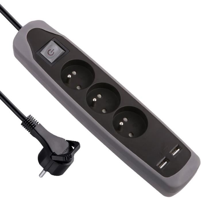 Gummy 35613 Bloc Multiprise 3 Prises Et 2 Usb Couverture En Silicone ...