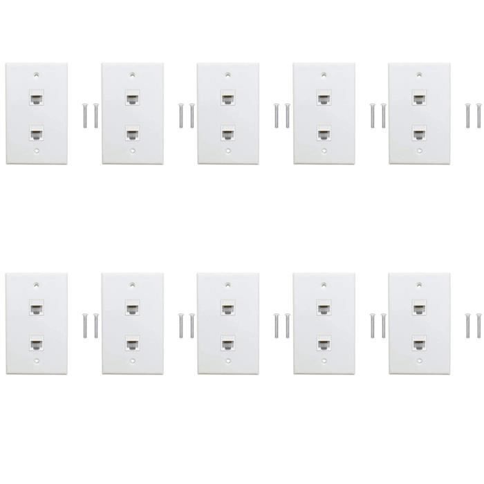 Lot de 10 Plaque Murale Ethernet 2 Ports, Prise Murale Cat6 à RJ45 ...