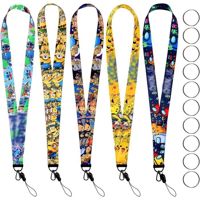 Vegena Lot de 5 cordons de cou de dessin animé universel avec porte ...