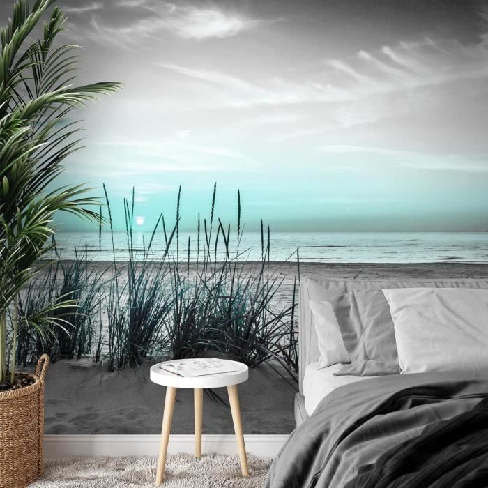 Papier peint intissé Plage et mer Coucher de soleil 350x250cm Mur ...
