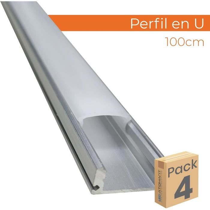 Lot De 4 Profilé En Aluminium 1M Pour Ruban Led, Cache Couleur Blanc ...