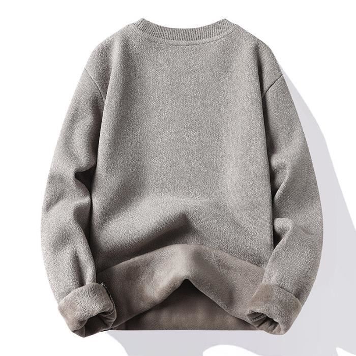 Pull Chaud Homme En Tricot Doublé Polaire Automne Hiver Casual Pullover ...