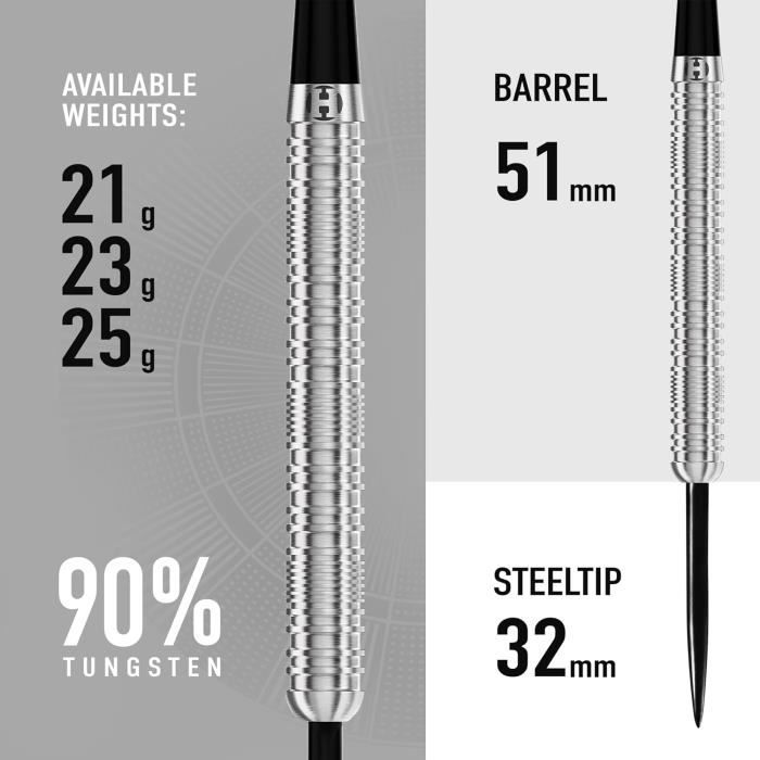 Caliber Jeu De Fléchettes 90 % Tungstène Avec Pointe En Acier 21 G, 23 ...