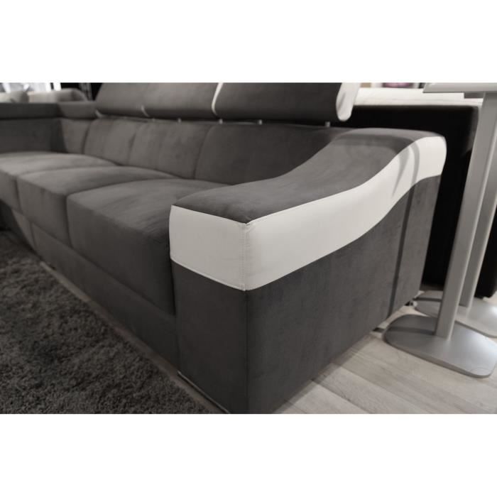 Canapés d'angle noir design en pvc 3 places L. 255 x P. 95-96 x H. 82 ...