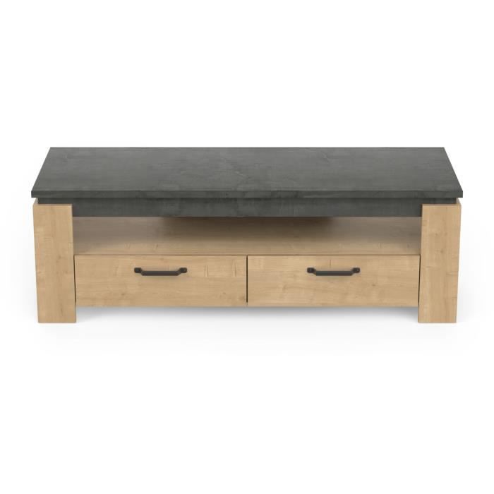 Meuble TV AUSTIN - Taille écran max 55' (140 cm) - Décor chêne Hamilton ...