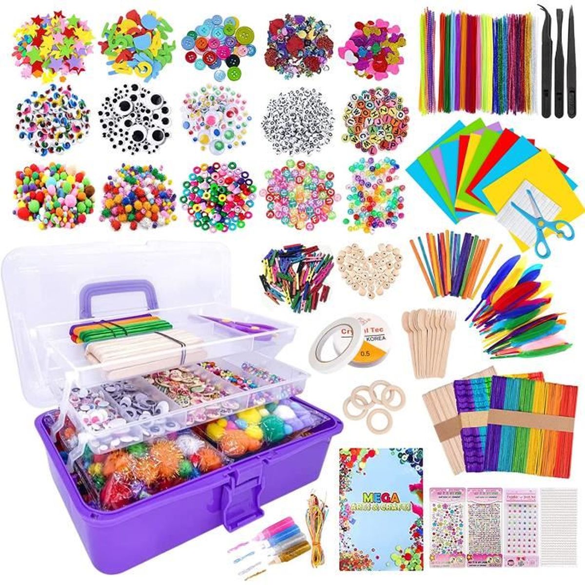 Kit Bricolage Enfant, 1500+PCS Activites Manuelles pour Enfants,Loisir ...