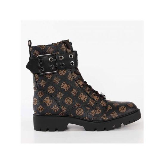 Bottine Guess Femme 4G signature Marron cuir Marron - Cdiscount Chaussures