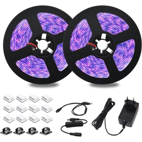 Ruban Led Ultraviolet 10M Pour Lumière Noire, Dc 12V 2835 600 Leds, Lampe Violet, Bande Lumineux ...