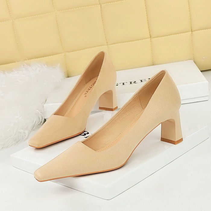 Escarpins Femme Mode Talon large Confortable Classique Simple Beige ...