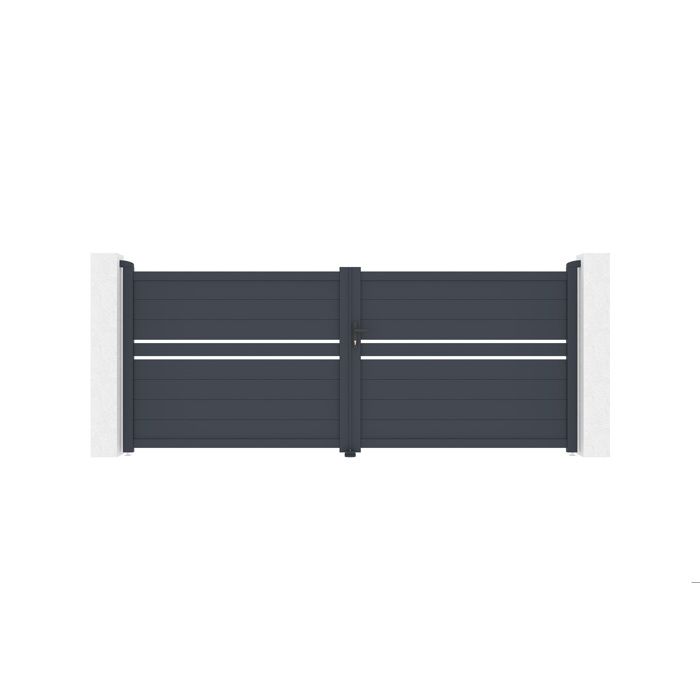 Lot Portail battant et Motorisation - Casanoov - CIMONE - 3,5m H.143cm - Gris anthracite ...