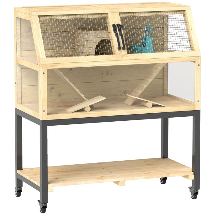 Pawhut cage de Hamster Nain en bois, 87 x 43 x 101 cm cage pour ...