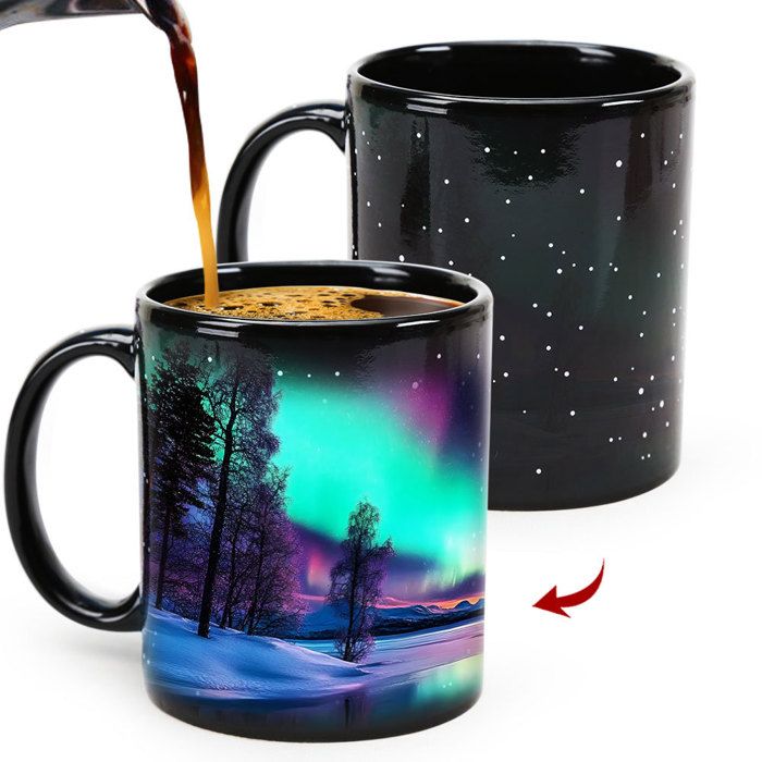 Mug magique Aurores Boréales, tasse en céramique à couleur changeante ...