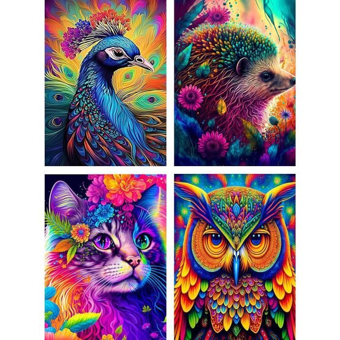 4Pack Animaux Peinture Diamant Adulte, Diamond Painting Complet ...