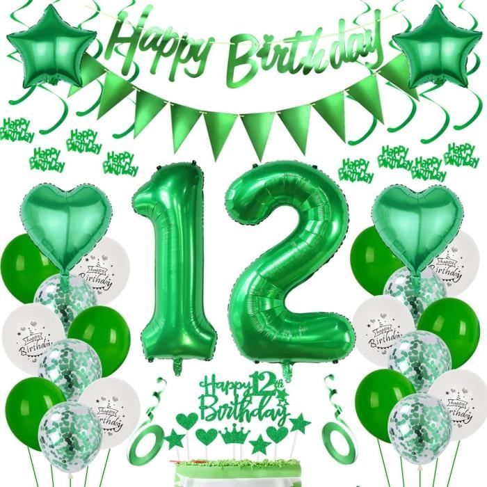 Decoration Anniversaire 12 Garçon Vert Anniversaire Décorations 12 Ans ...