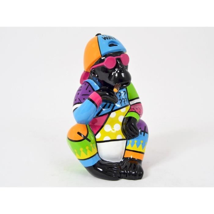 Grande statue de singe Chimpanzé, en résine multicolore, hauteur 35 ...