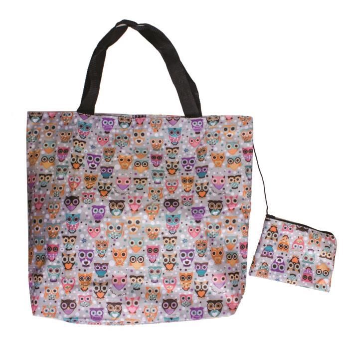 Sac de Courses Pliable - Plié : 17x14cm - Déplié : 45x50cm - Gris ...
