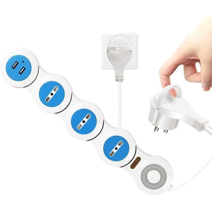 Rallonge Électrique Blanche Avec 3 Prises Et Interrupteur, Câble 1,5 M ...