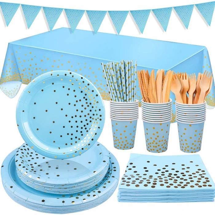 Assiette Jetable Bleu 30 Invités212pcs Kit Vaisselle Jetable Assiettes ...