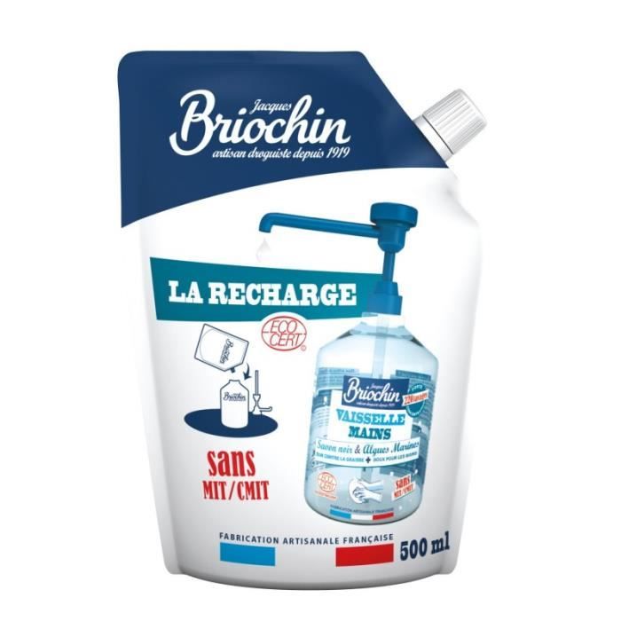 Briochin La Recharge Liquide Vaisselle Mains au Savon Noir et Algues Marines 500ml (lot de 4 ...