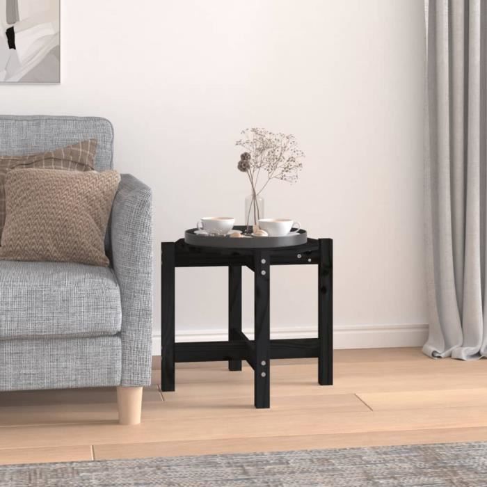 ETO- Table basse Noir Ø 52,5x45 cm Bois massif de pin -CIK7334380464217 ...
