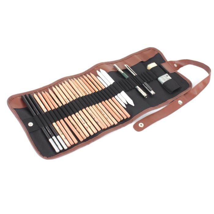 CUQUE 29 pcs Crayons de Dessin Crayons Croquis Kit de Croquis Dessin avec Sac Inclus Gomme ...