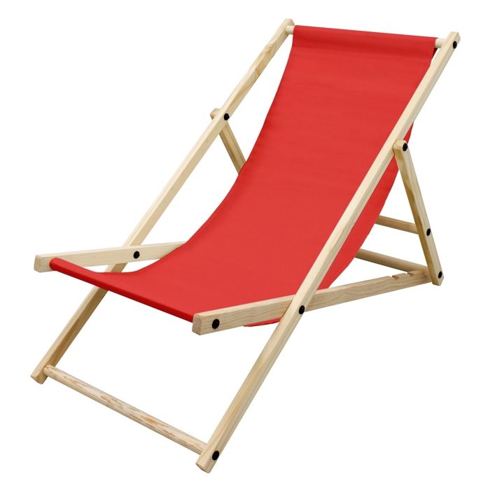 ECD Germany Chaise Longue en Bois de Pin - Rouge - Pliable 120 kg Réglable à 3 Positions de ...