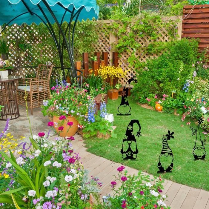 Fafeicy Statues de jardin en métal, silhouette debout mignonne de ...