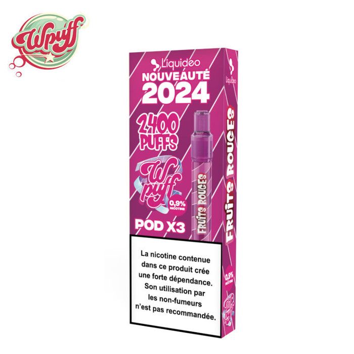 Kit Wpuff Puff 2.0 Liquideo (1 Batterie + 3 pods) Fruits Rouges - 9mg ...
