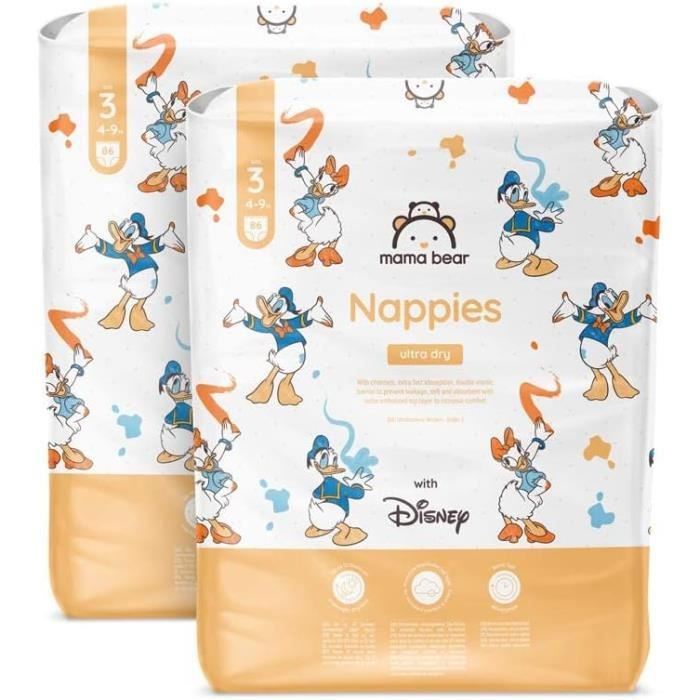 Mama Bear Disney Couches bébé Ultra Absorbantes,Taille 3 4-9 kg,Blanc ...