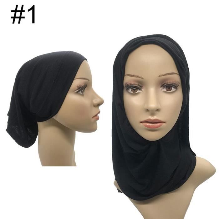 1 Set Femmes Musulman Écharpe Et Tube Cap Combinaison Solide Jersey Hijabs Avec Underscarf ...