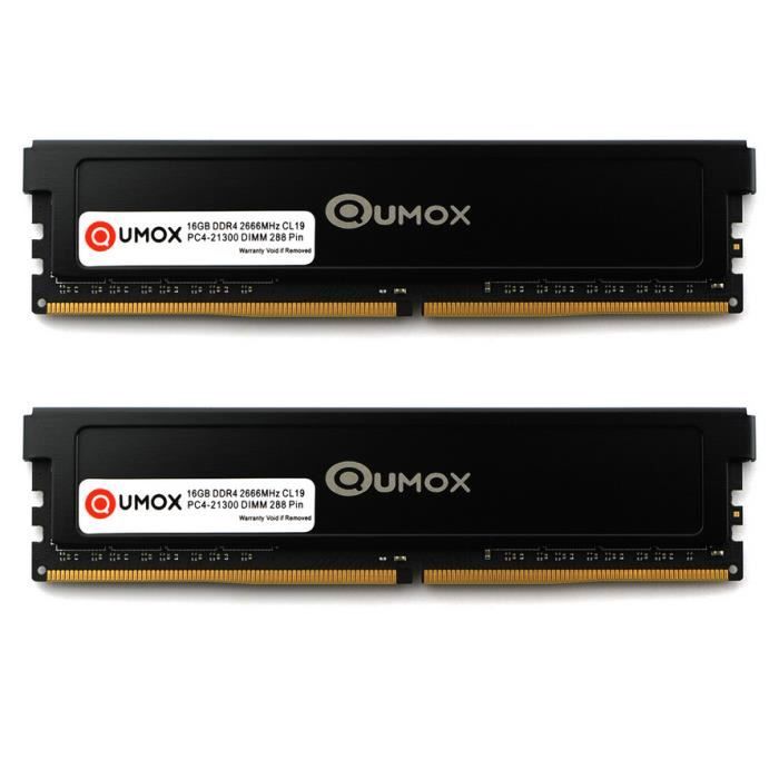 Mémoire RAM - QUMOX - 16Go DDR4 - 2666MHz - DIMM 288 broches - CL19 1.2V - Cdiscount Informatique