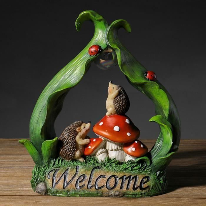 Gift-Statue de jardin en résine avec hérisson simulé veilleuse solaire ...