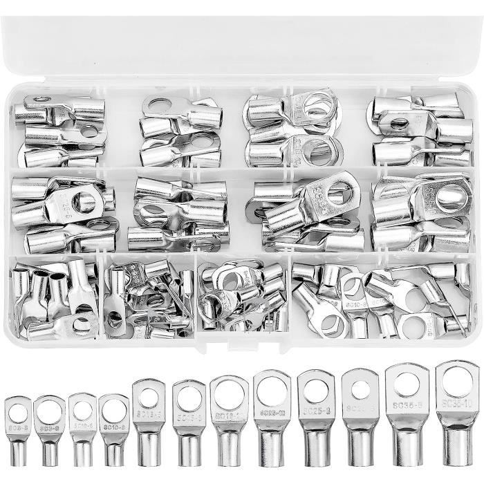 80Pcs Cosses de Cable Cosse a Sertir Cosses à Sertir de Batterie Trou ...