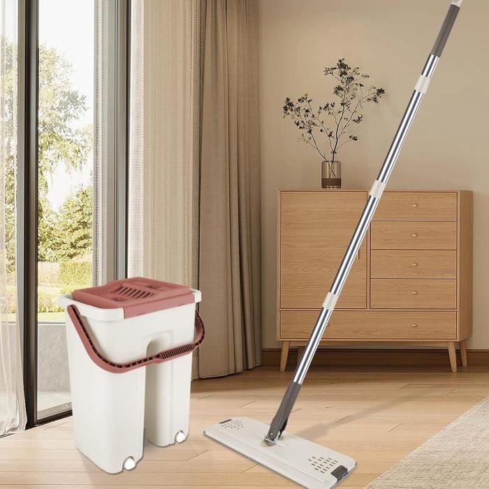 Balai Magique et Seau Essoreur, Balai Microfibre Plat avec Manche en ...