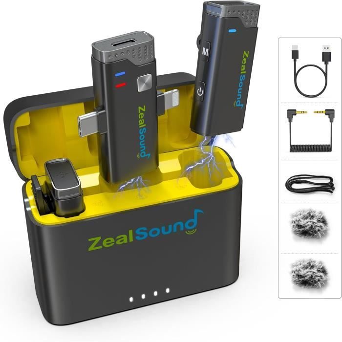 ZealSound Micro Cravate Sans Fil pour iPhone-iOS-Anoid-Caméra, avec 2 ...