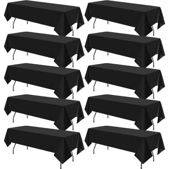 Lot De 10 Nappe Noire 153 X 260 Cm De Table En Plastique Jetable Pour ...