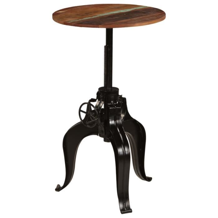 VidaXL Table de bar Bois de récupération massif 60 x (76-110) cm ...