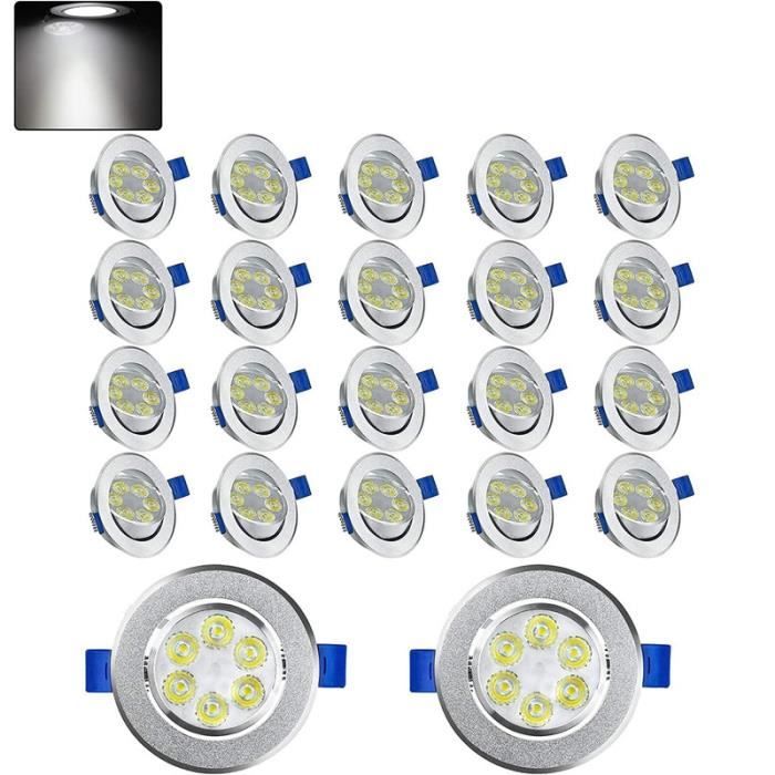 Spot LED Encastrable - YUENFONG - 3W - Lot de 20 - Blanc Chaud ...