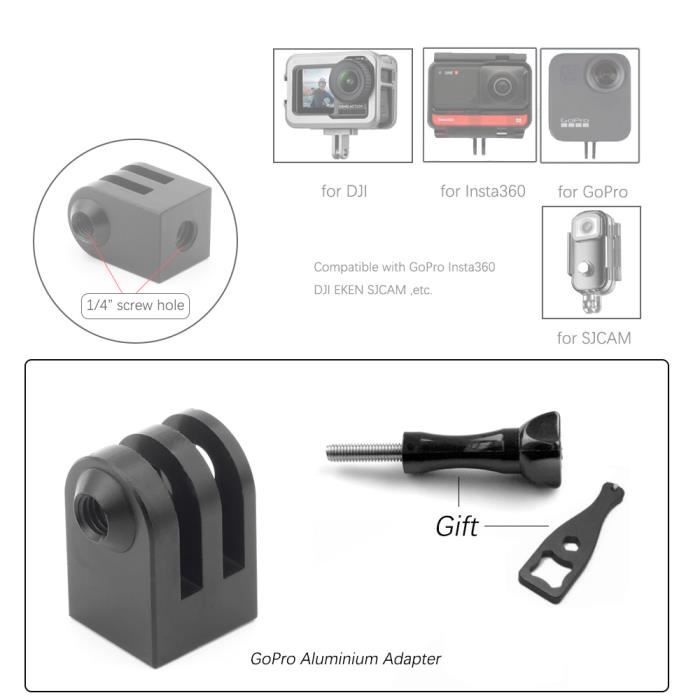 Gopro Adapter Support de montage de guidon de vélo monopode Invisible ...