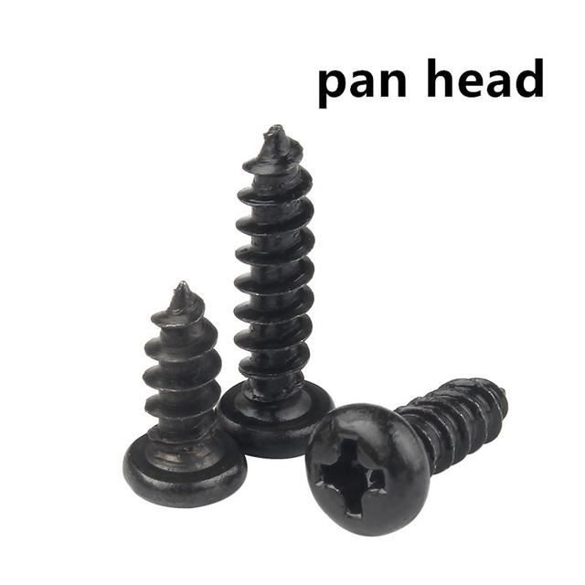 VIS,pan head-M2.3-12mm--Vis à bois autotaraudeuse en acier noir M1 M1.2 M1.4 M1.7 M2 M2.6 M3 M3 ...