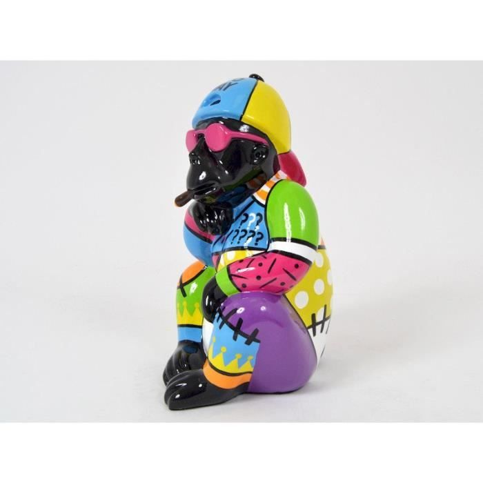Grande statue de singe Chimpanzé, en résine multicolore, hauteur 35 ...