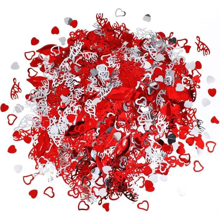 1300 Pièces Confettis Coeur,Plastique Confettis En Forme De Coeur Rouge ...