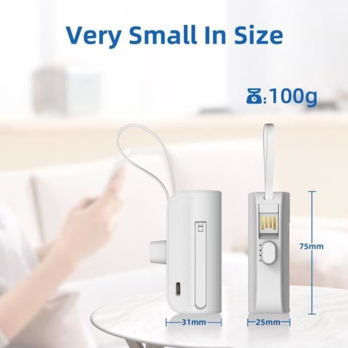 Mini Batterie Externe 5000 mAh, Power Bank avec support et Câble ...