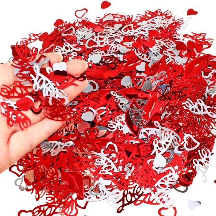 1300 Pièces Confettis Coeur,Plastique Confettis En Forme De Coeur Rouge ...