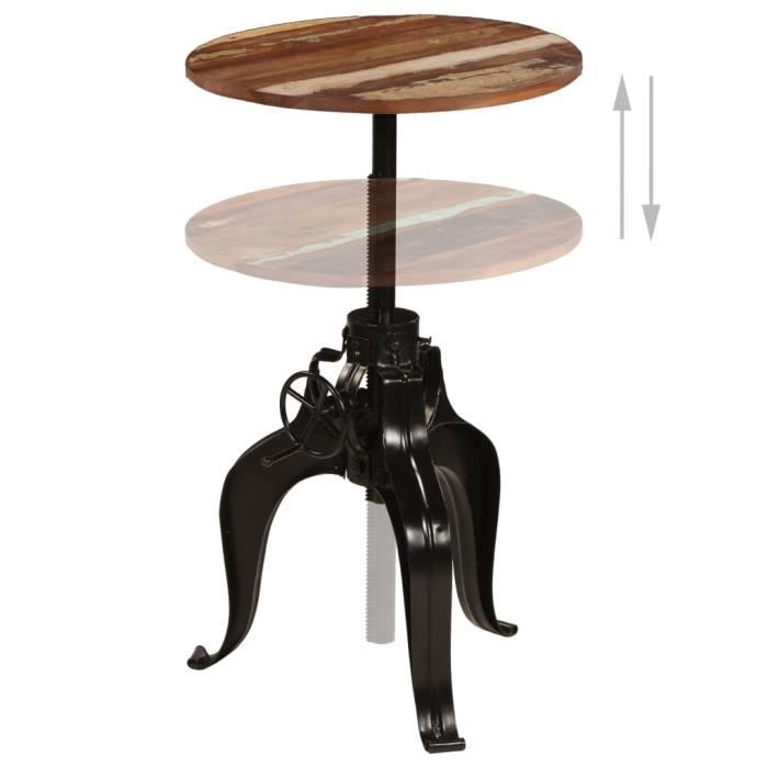 VidaXL Table de bar Bois de récupération massif 60 x (76-110) cm ...