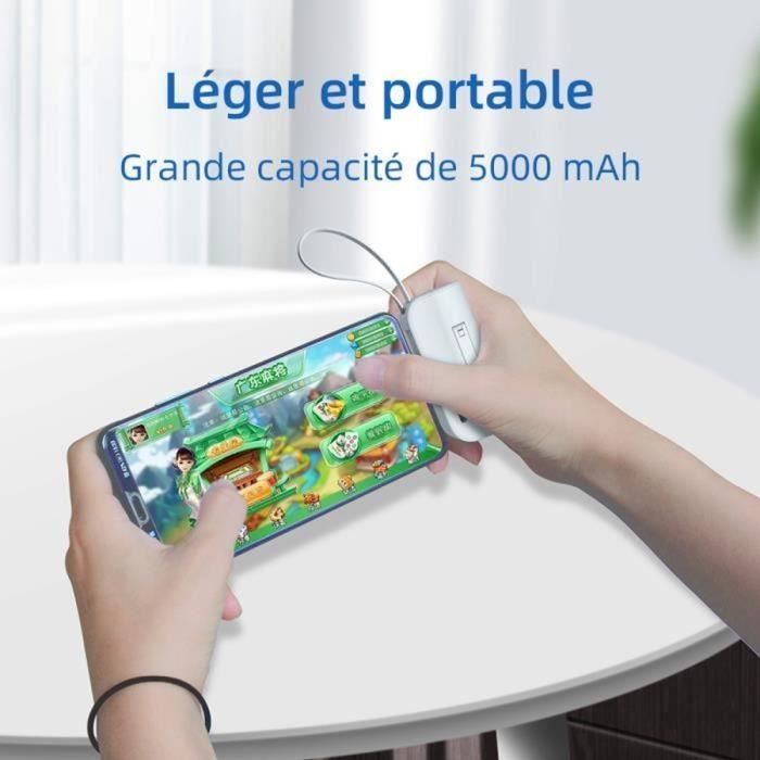Mini Batterie Externe 5000 mAh, Power Bank avec support et Câble ...