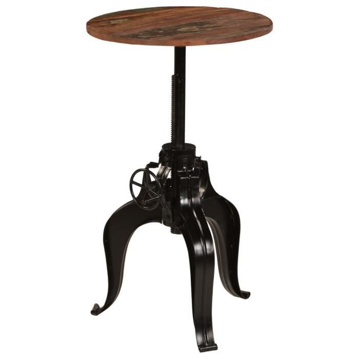 VidaXL Table de bar Bois de récupération massif 60 x (76-110) cm ...