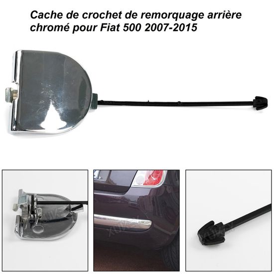 1x Cache crochet de remorquage de pare-chocs arrière pour Fiat 500 2007 ...